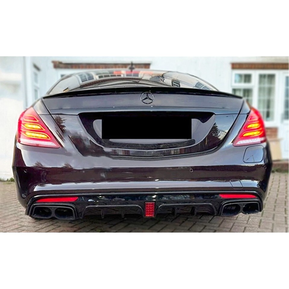 AMG REAR DIFFUSER TAILPIPE FOR MERCEDES S CLASS S63 W222 B STYLE GLOSS ...