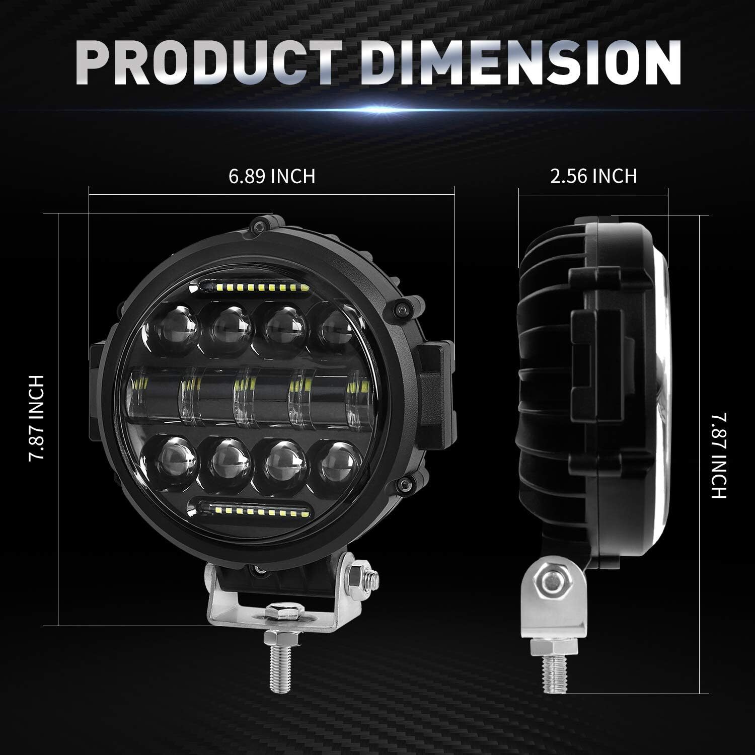 2x Round 6" LED Work Light Bar Spot Offroad SUV ATV DRL Driving Bumper ...