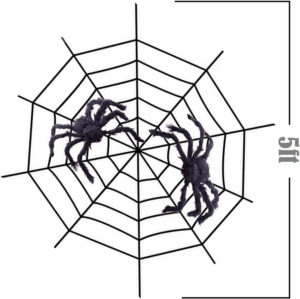 Spider Webs Halloween Plush Home & Garden Decorations 4ft Black Indoor ...