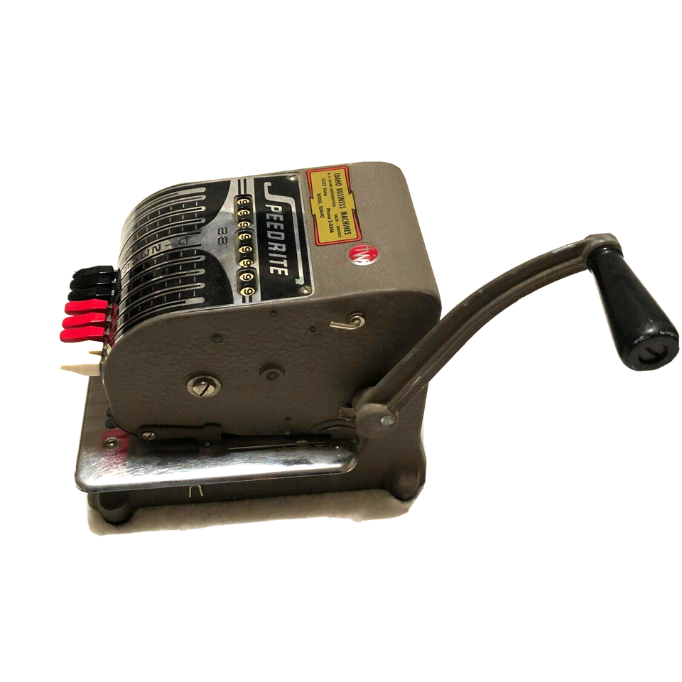 VINTAGE CHECK WRITER STAMPING MACHINE SPEEDRITE HALL WELTER CO 88 9 ...