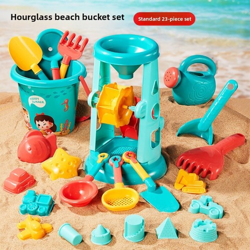 5/34Pc Kid Sandcastle Building Beach Toy Set Wheelbarrow Buckets Sand ...