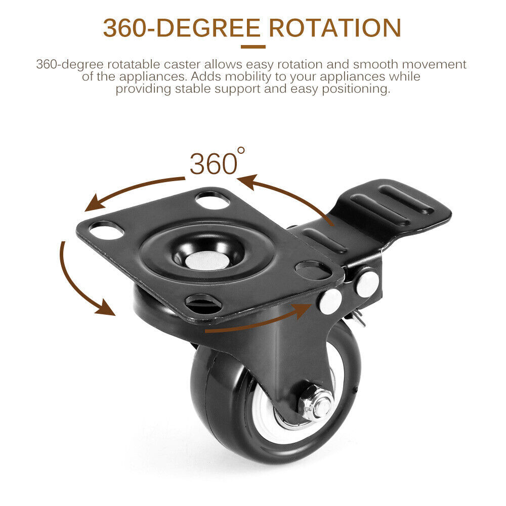 4 PCS Heavy Duty 50mm Swivel Castor Wheels Trolley Furniture Casters PU ...