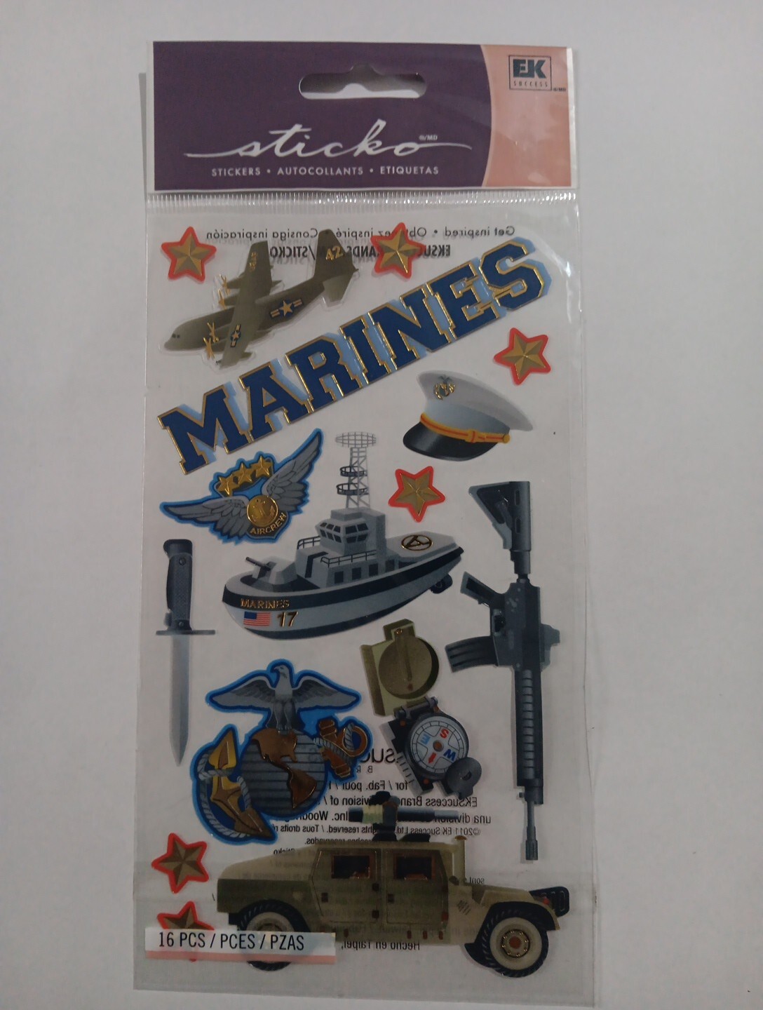 1 Sheet Of Sticko “Marines” Themed Stickers~Includes 16 Stickers, New ...