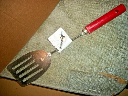 NEW Vintage Style Slotted Spatula Red Wooden Handle Super Precio Mexico ...