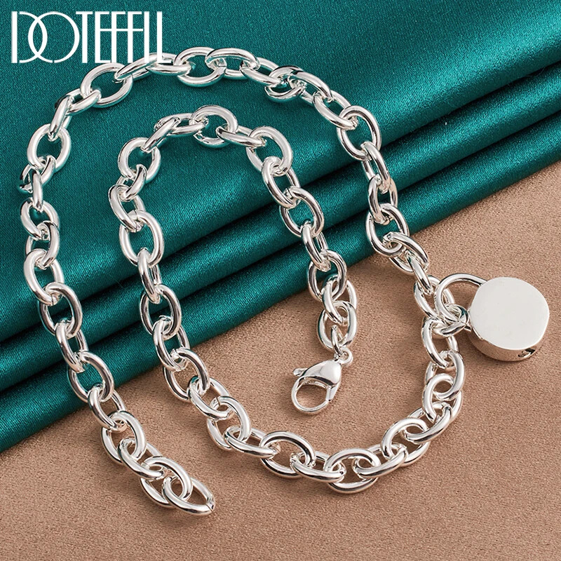 DOTEFFIL 925 Sterling Silver Round Lock Pendant Necklace Wedding ...