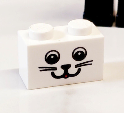 New LEGO Cat Face Brick Tongue Out White Kitty Build a Pet Head ...