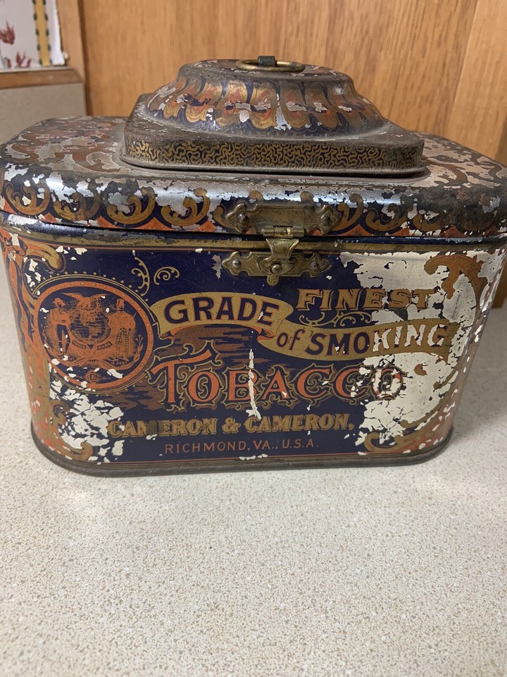 RARE ANTIQUE CAMERON & CAMERON FINEST GRADE MULTI-COLOR HUMIDOR TOBACCO ...