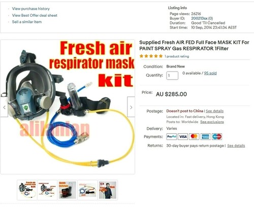 Supplied Fresh AIR FED Full Face MASK KIT For PAINT SPRAY Gas ...