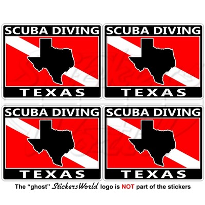 TEXAS SCUBA DIVING Flag-Texan Map Shape USA Rectangular Stickers ...