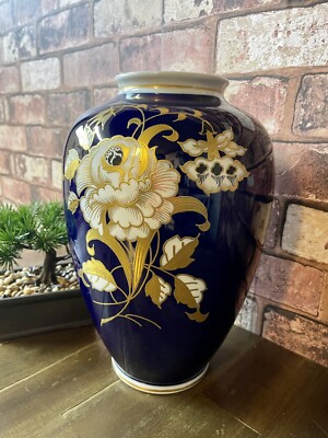 Echt Kobalt East Germany Wallendorf 1764 Vase Blue&White Goldrelief ...