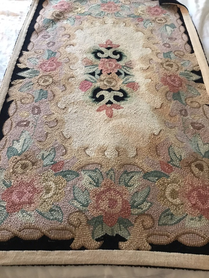 Vintage Wool Hooked Rug Poor Condition 48 “X 29” | eBay