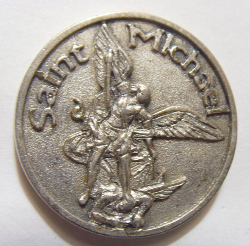 vintage catholic Saint Michael punishing Satan religious token pocket ...
