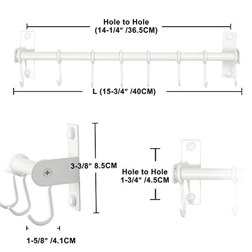 Kitchen Rail Utensils Rack with 8 Hooks for Pots Pans Utensils Hanger ...