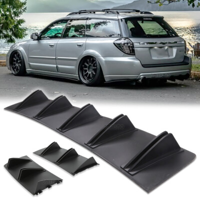 Rear Bumper Lips Diffuser Shark 10 Fin Spoiler Splitter Black For ...