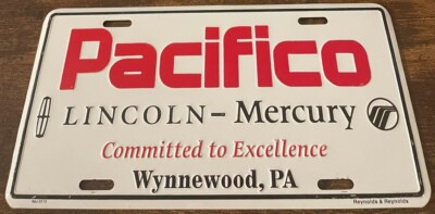 Pacifico Lincoln Mercury Dealership Booster License Plate Wynnewood ...