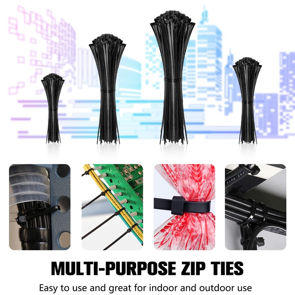 400 Pack Assorted Sizes Cable Zip Ties Wire Cord Management for Home ...