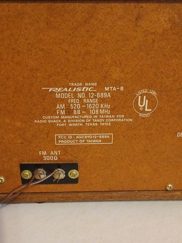 Realistic MTA-8 AM/FM Radio Model No. 12-689A. Tested Works. Nice ...