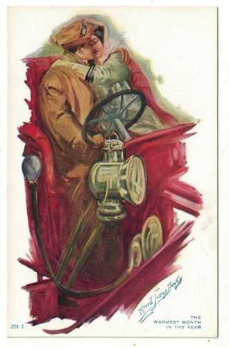 Weather Forecast Series Postcard Warmest Month of The Year Vintage Car ...