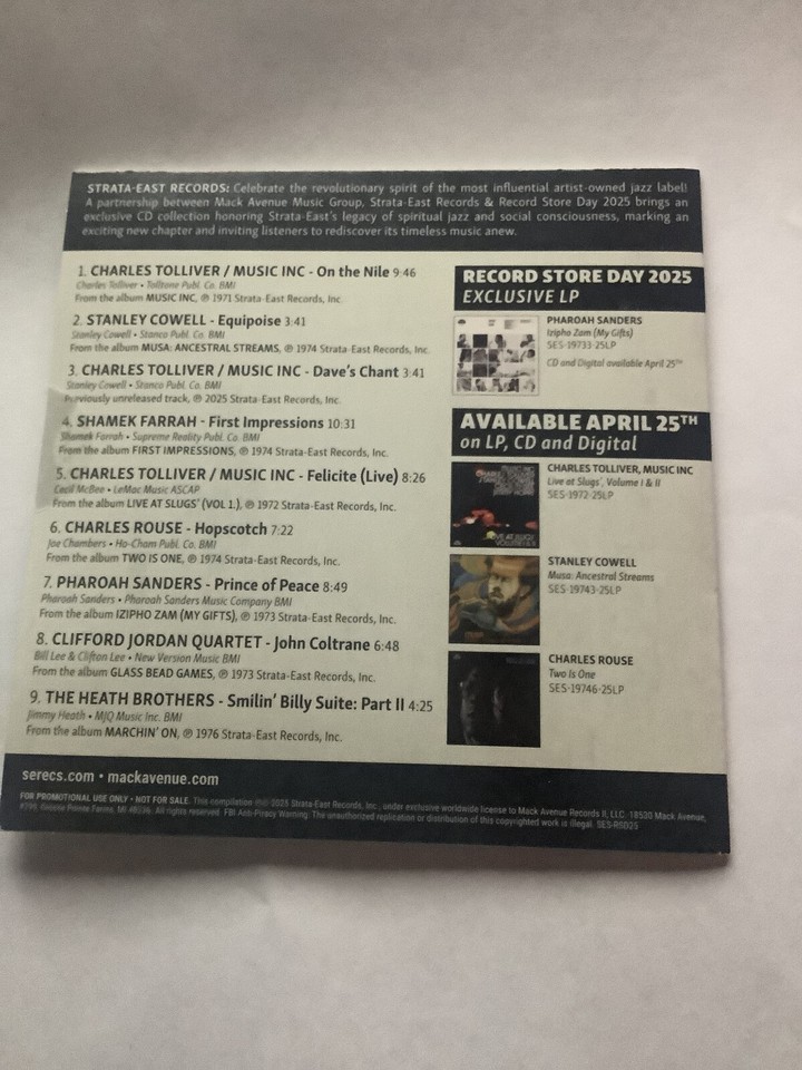 Strata-East Record Store Day 2025 Jazz Sampler Compilation CD - NEW | eBay
