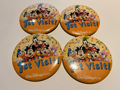 Walt Disney World 1st Visit! Button Pin 4 Lot Mickey Minnie Goofy ...