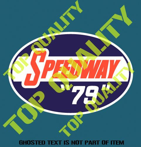 SPEEDWAY GAS MOTOR OIL Decal Sticker Vintage Americana Hot Rod Rat Rod ...