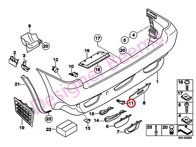 Genuine BMW X5 E53 Rear PDC Inner Cover Trim 51128268367 OEM for sale ...