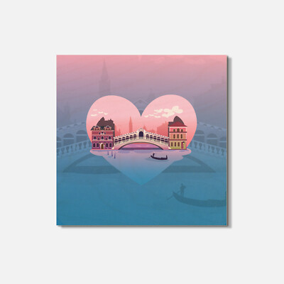 Venice Heart Shape Travel 4'' X 4'' Square Wooden Coaster | eBay