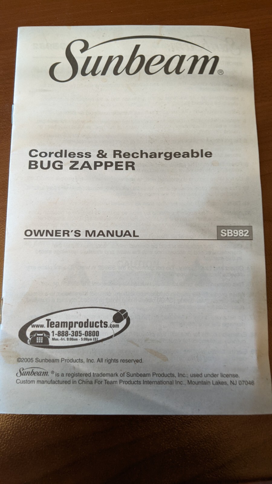 Sunbeam Bug Zapper Owners Manual | eBay