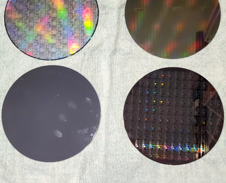 12 PC Lot Genuine IC Chips On Semiconductor Silicon 200mm 8" Wafer Lot ...