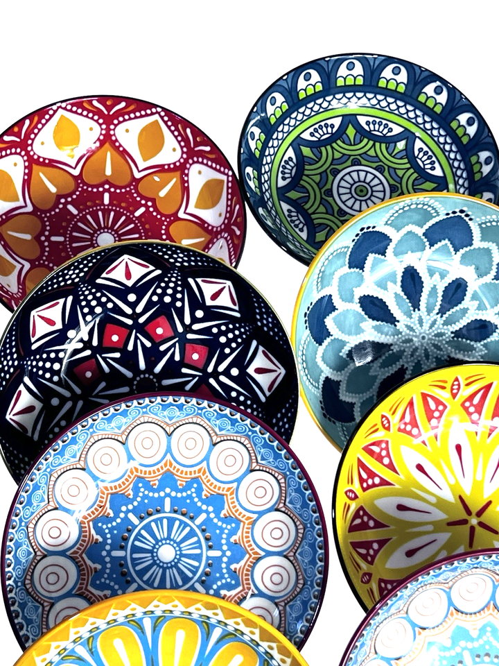 Serving Set Of 8 Mini Bowls Lovely Moroccan Colours & Design Porcelain ...