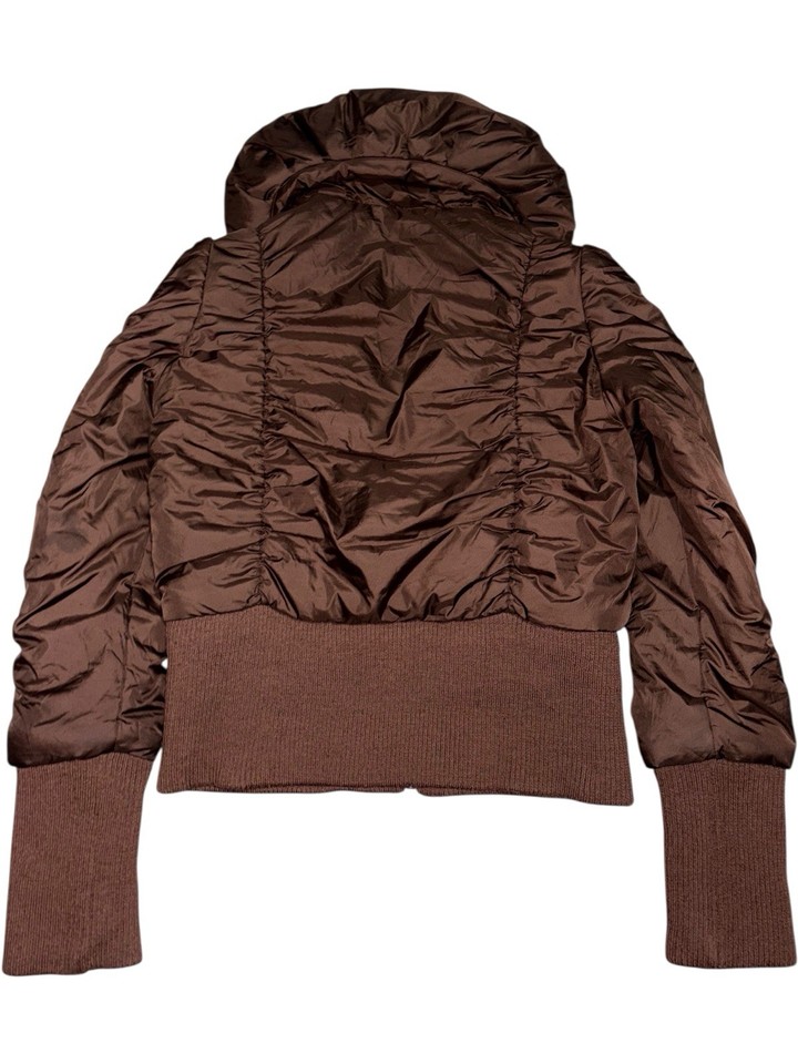 Vintage 90s Y2k Baby Phat Brown Puffer Jacket Hardware Cat Logo Ruffle ...