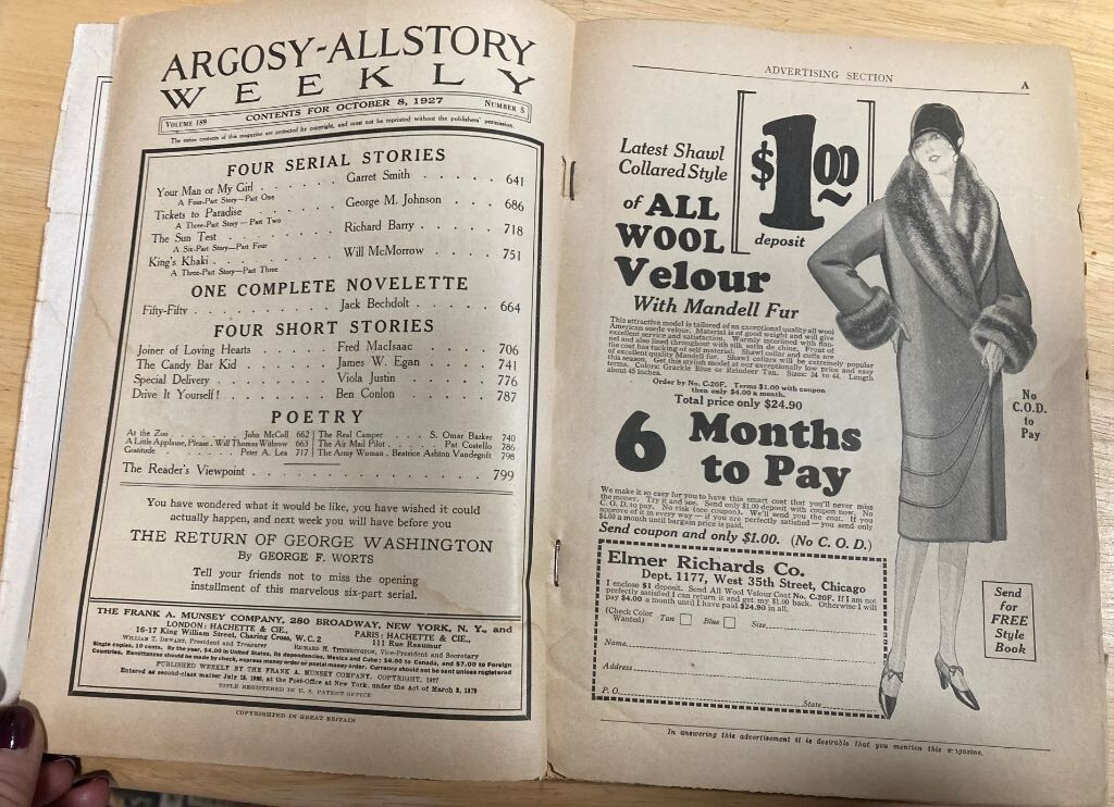 Argosy All-Story Weekly October 8, 1927 Vintage Pulp Garret Smith, Ben ...