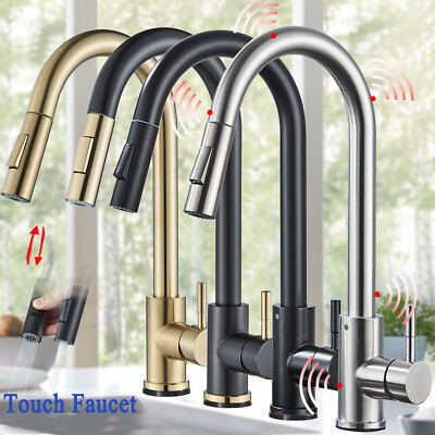 Sensor Touch Kitchen Sink Faucet with Pull Out Sprayer Mixer Tap ...