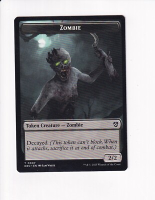 MAGIC MTG COMMANDER: AETHERDRIFT DOUBLE TOKEN ZOMBIE 0003 / ZOMBIE DRF ...