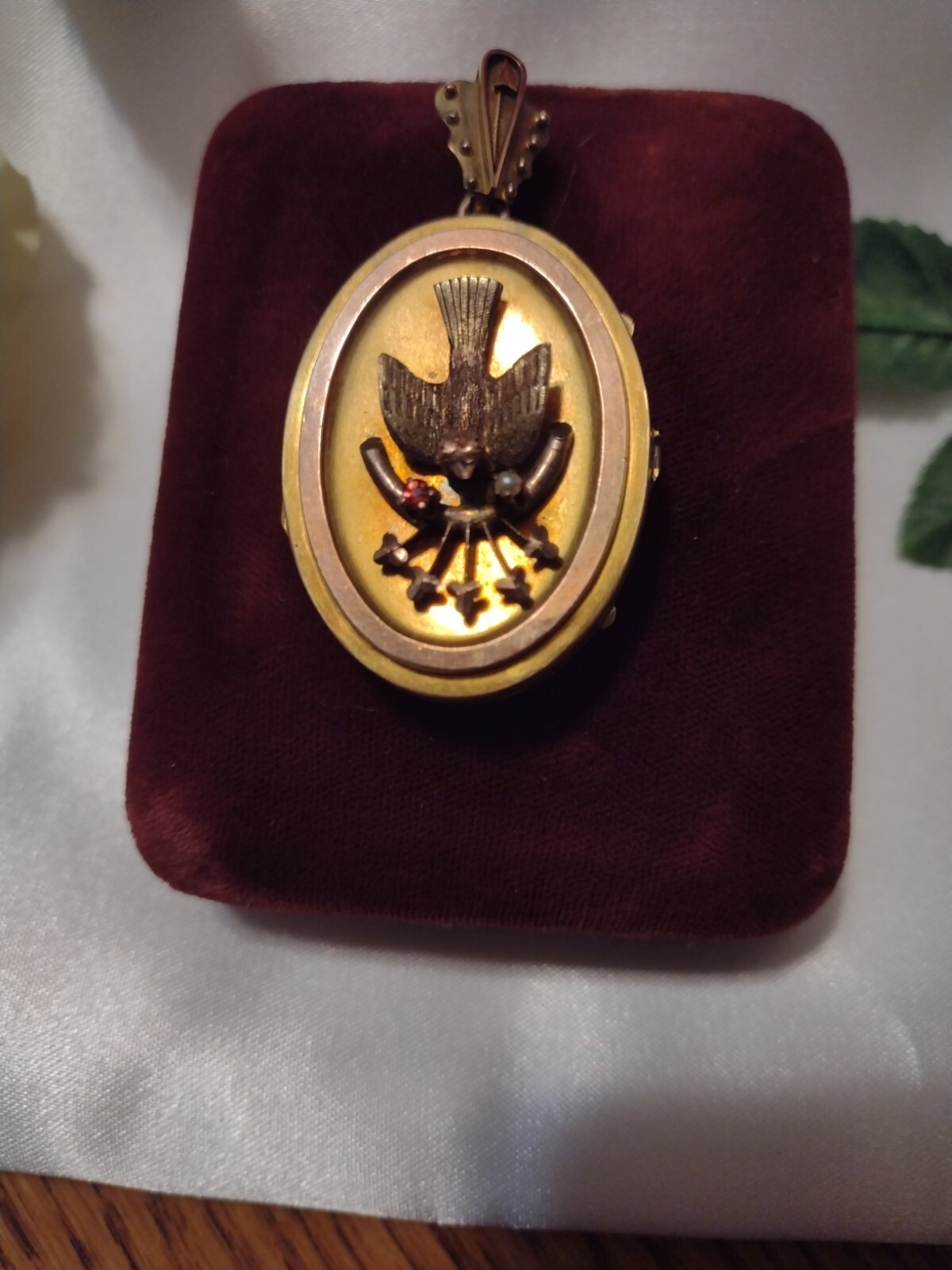 Victorian Dove Bird Swallow Locket Pendant Etruscan Necklace Circa 1860 ...