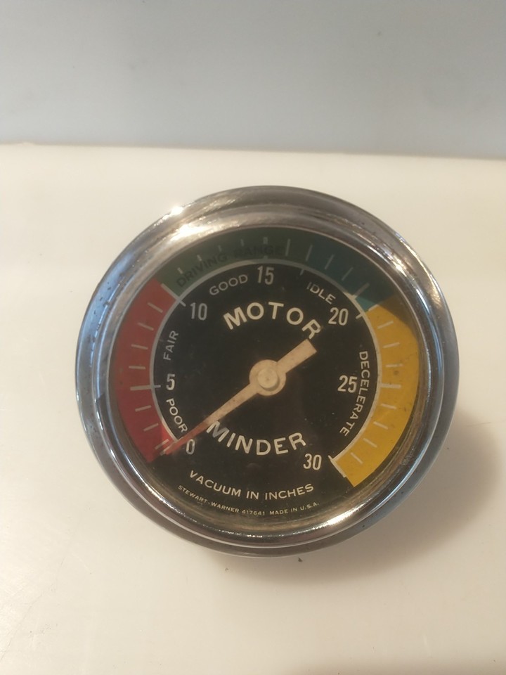 STEWART WARNER MOTOR MINDER VACUUM GAUGE HOT RAT ROD LOWRIDER KUSTOM ...