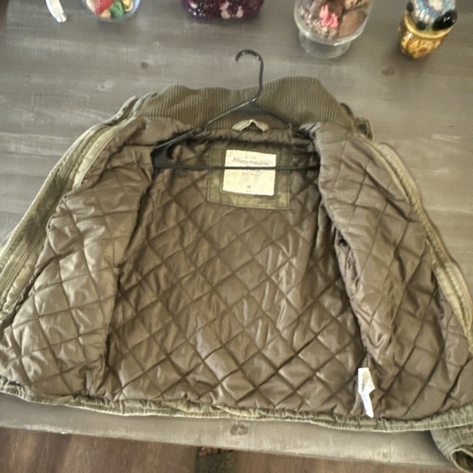 Abercrombie & Fitch Camouflage Military Jacket Stand-Up Collar Zip ...