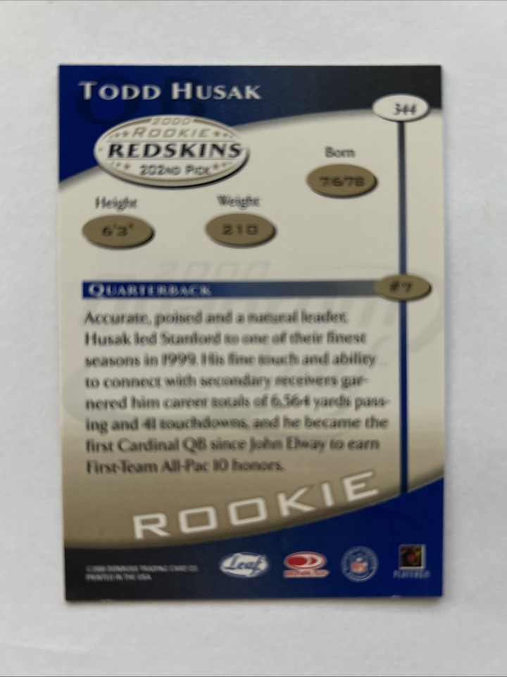 Todd Husak 2000 Quantum Leaf 2000 Rookie #344 Rookie RC | eBay