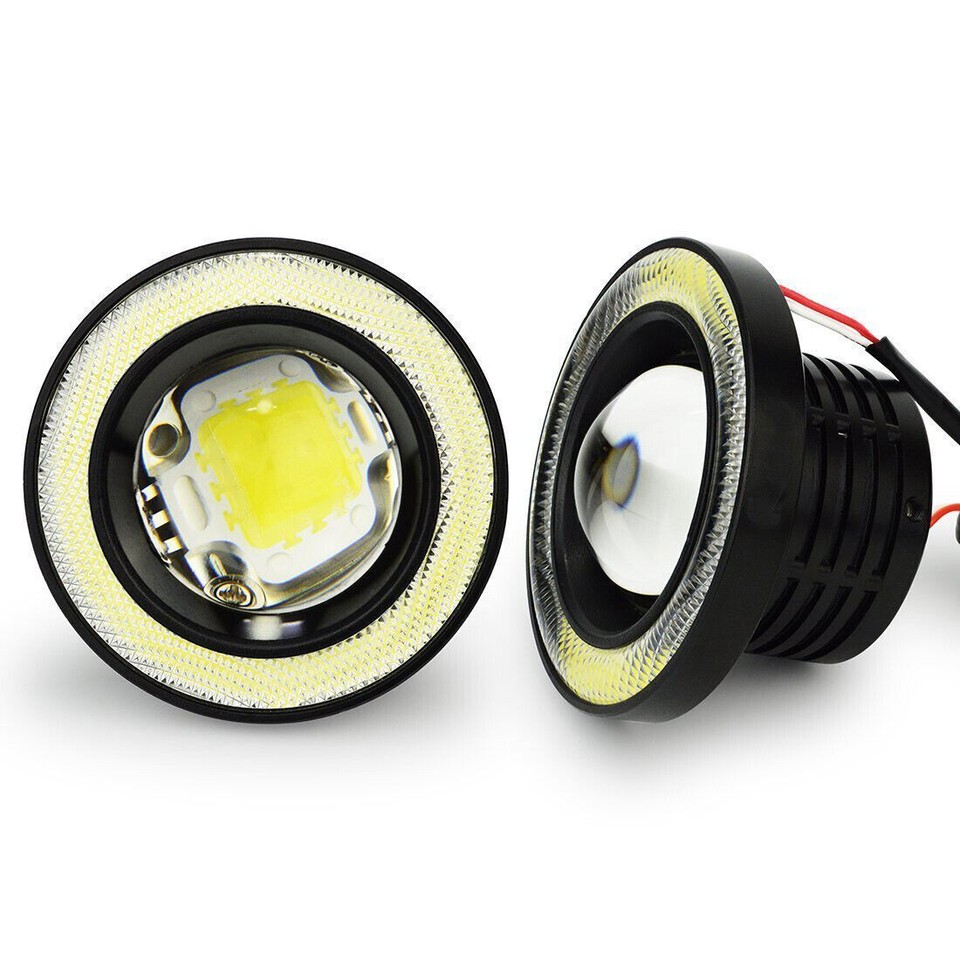 2x3.5" SUV Angel Eye Yellow COB Halo Ring Projector LED DRL Daytime Fog ...
