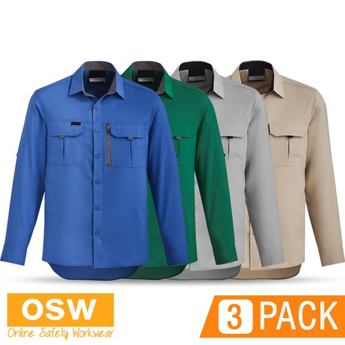 3 X MENS OUTDOOR SUPER BREATHABLE LIGHTWEIGHT RIPSTOP LONG SLEEVE WORK ...
