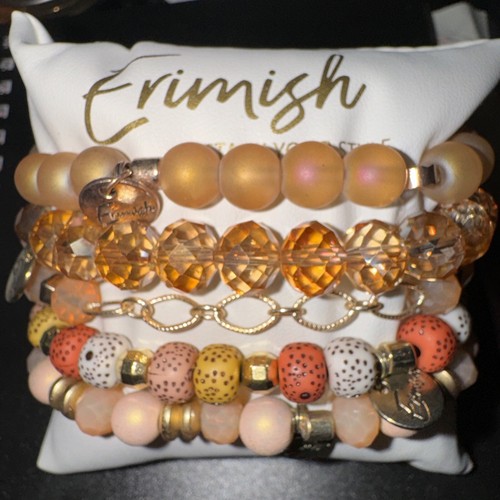 NEW! ERIMISH BRACELETS 5 pc Stack - Orange Peach Apricot Colors | eBay