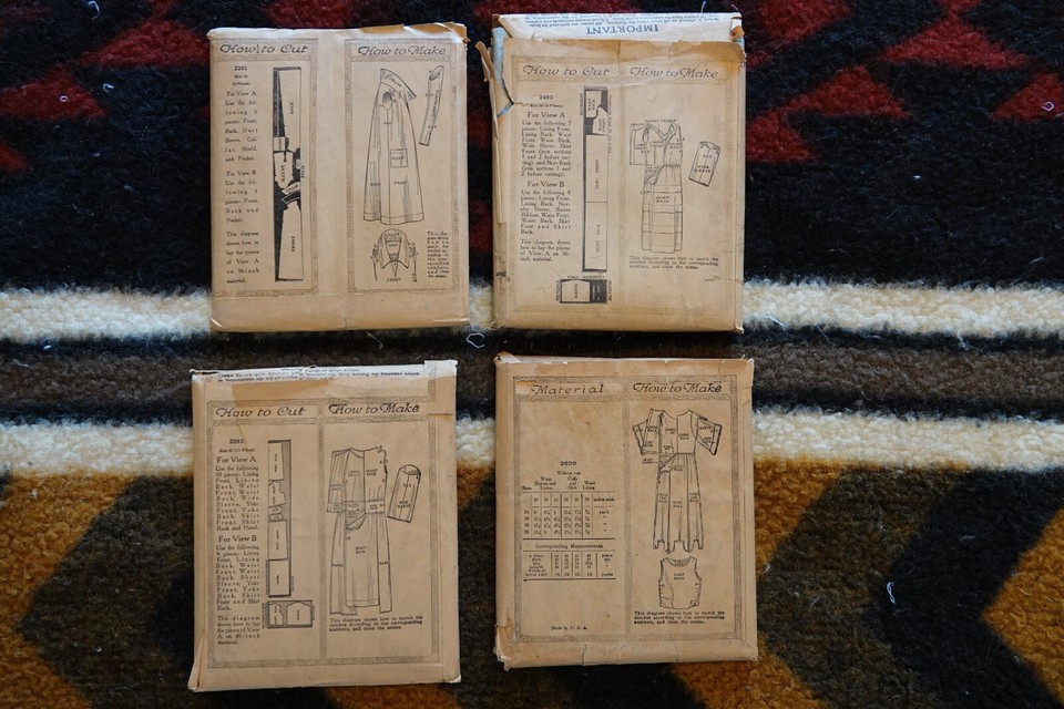 1920`s McCall Sewing Patterns 2351 - 2493 - 2593 - 2639 Ladies Misses ...