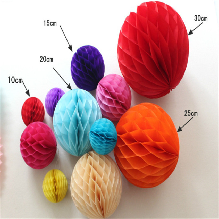 3x Peach 8" HoneyComb Round Tissue Paper Lantern Balls Pom Poms Wedding ...