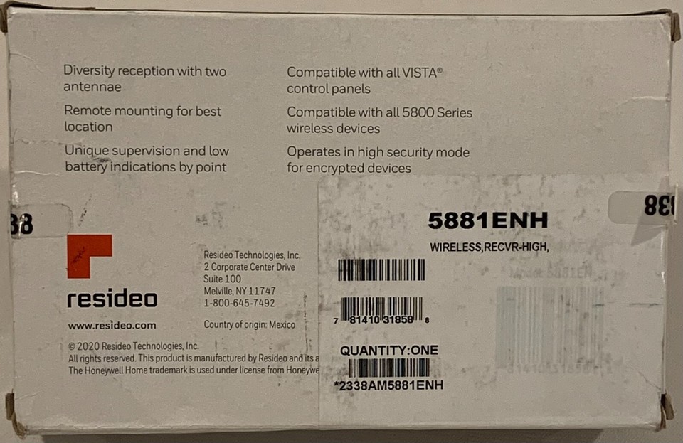 Honeywell Home 5881ENH High Security Wireless Receiver 781410318588 | eBay