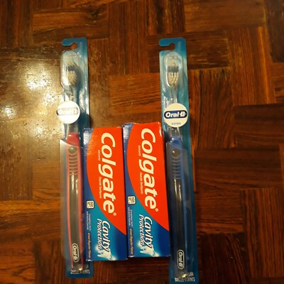 Oral-B Indicator Toothbrush Soft Bristle Manual & Colgate Toothpaste 2 ...