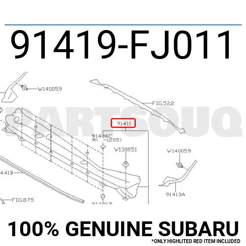 91419FJ011 Genuine Subaru COWL PANEL ASSY LHD 91419-FJ011 | eBay