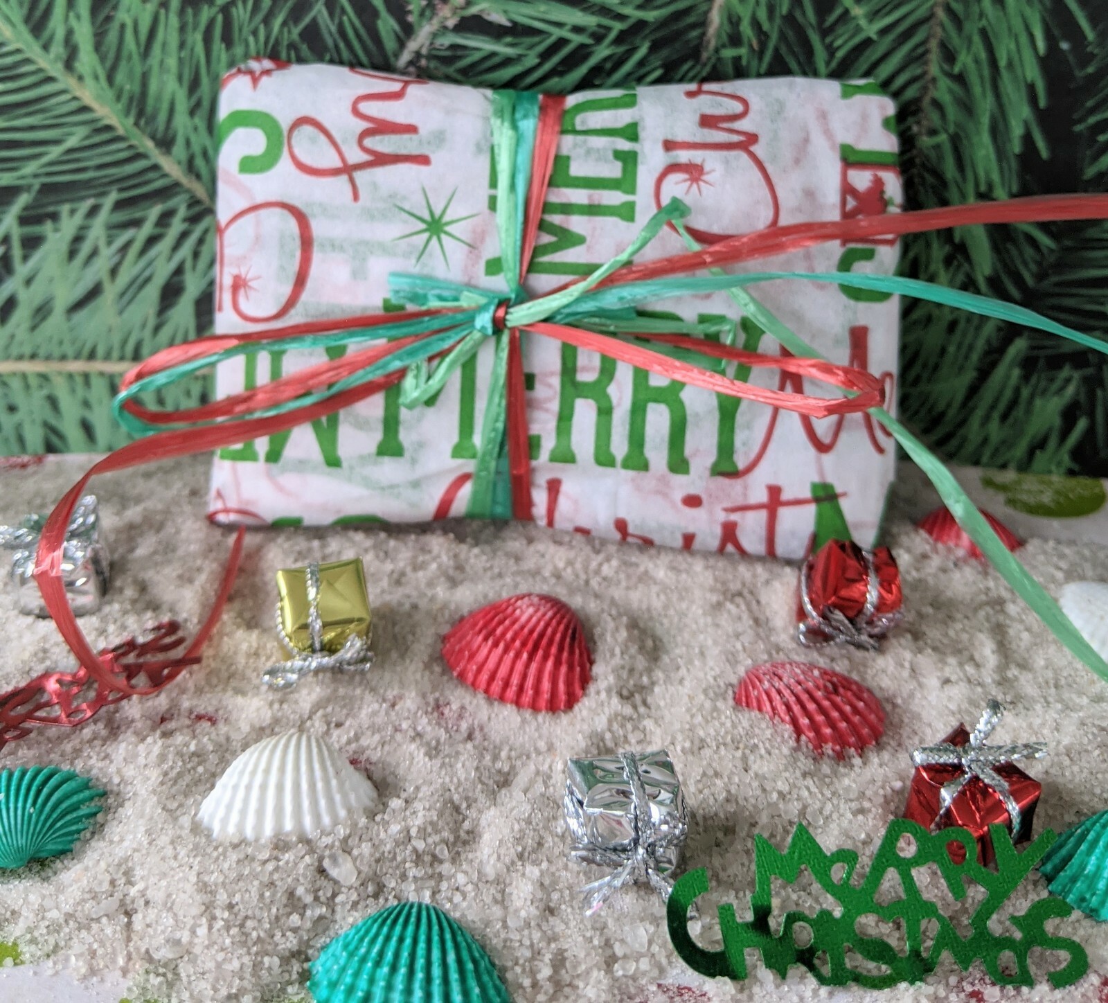 Share Joy ~ Sandy Christmas Gift Box ~Beach Flamingo Sand Tealight ...