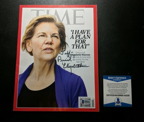 Elizabeth Warren Signed Time Magazine Full Magazine Rare Beckett | eBay