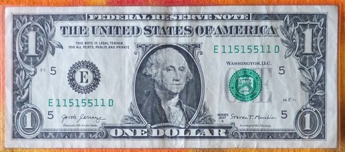 # E115-15-511D BINARY NOTE - 2017A $1 DOLLAR - FANCY SERIAL - PAPER ...