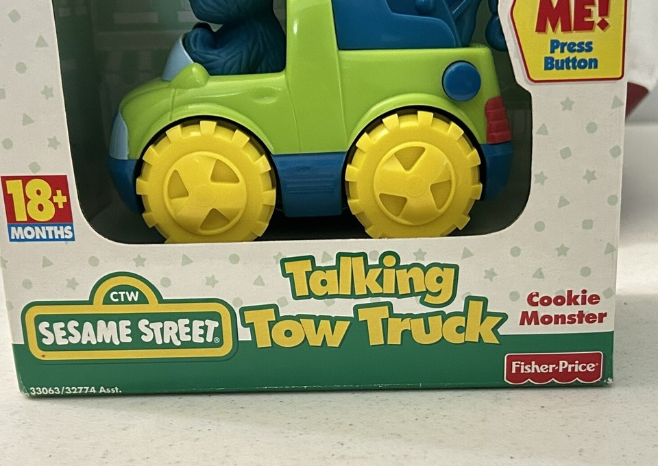 Vintage 1997 Sesame Street Cookie Monster Talk and Tow Toy Fisher Price ...
